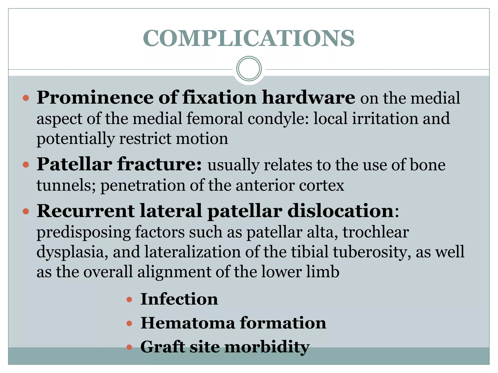 Medial Patellofemoral Ligament (MPFL) reconstruction 2014 | PPTX