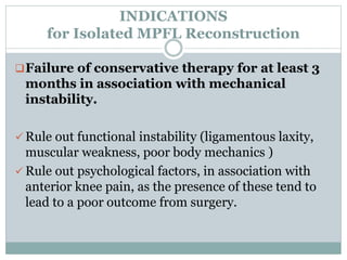 Medial Patellofemoral Ligament (MPFL) reconstruction 2014 | PPTX