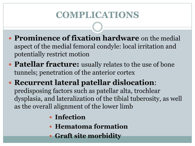 Medial Patellofemoral Ligament (MPFL) reconstruction 2014 | PPTX ...