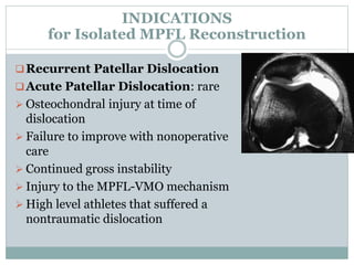 Medial Patellofemoral Ligament (MPFL) reconstruction 2014 | PPTX