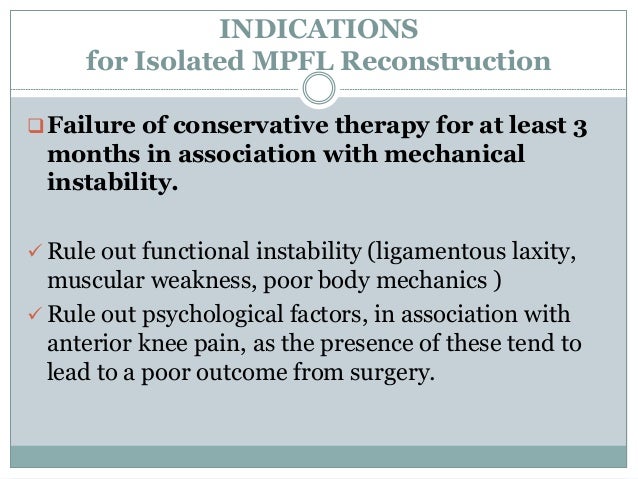 Medial Patellofemoral Ligament (MPFL) reconstruction 2014