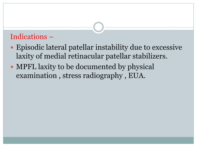 Medial patellofemoral ligament (MPFL) reconstruction | PPTX | Death ...
