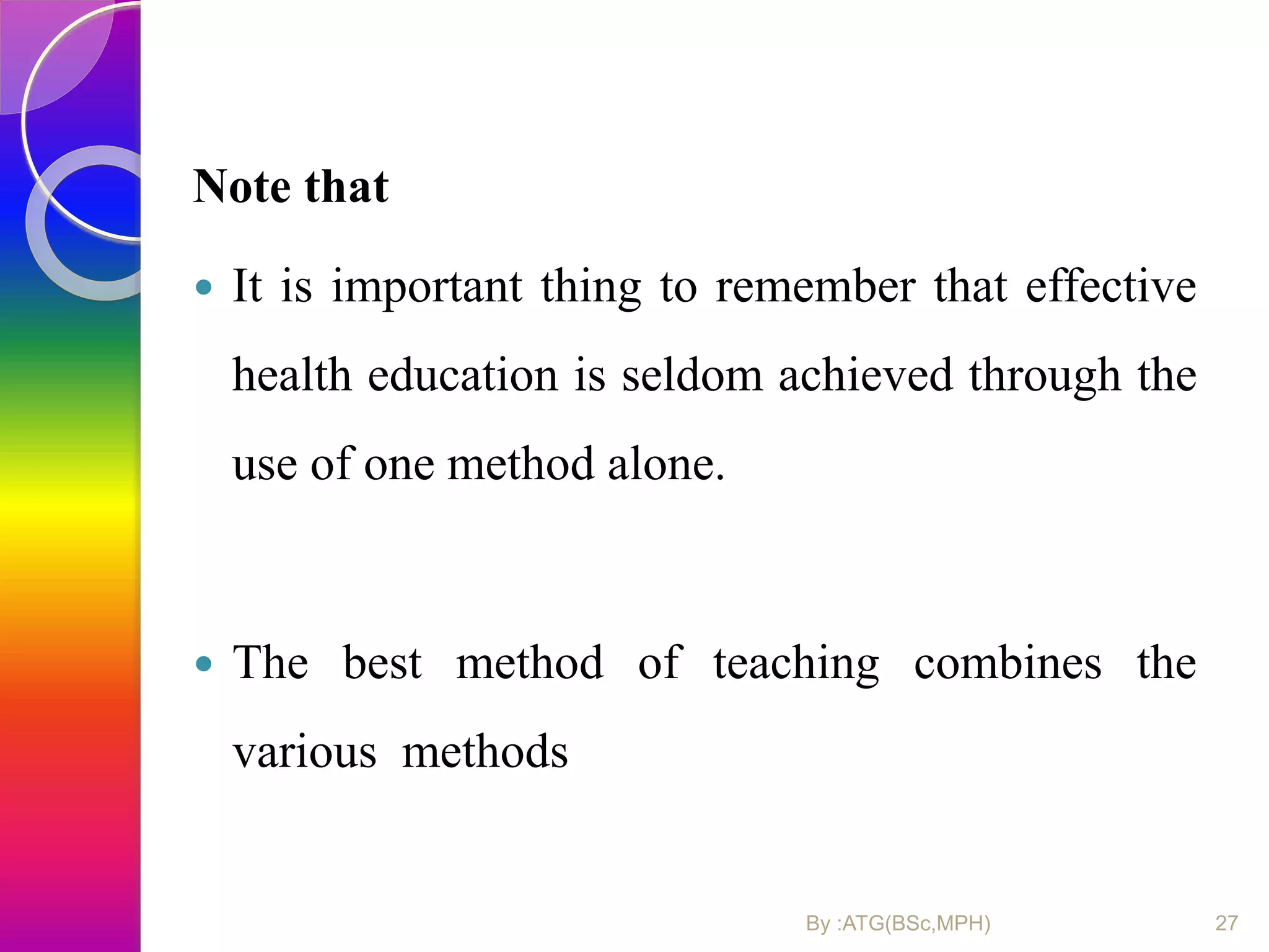 Health Education Methods and Materials-2015 | PPTX