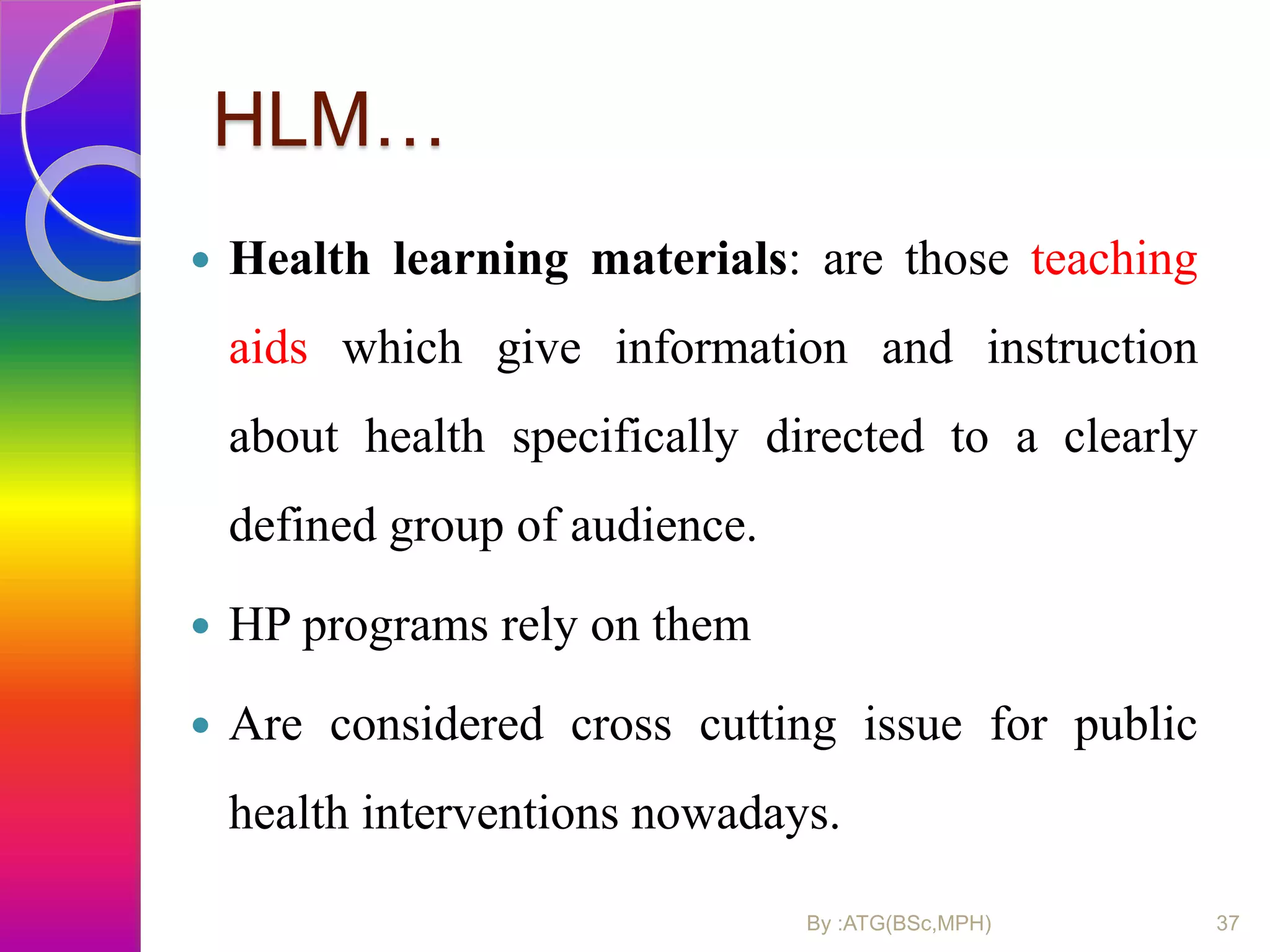 Health Education Methods and Materials-2015 | PPTX
