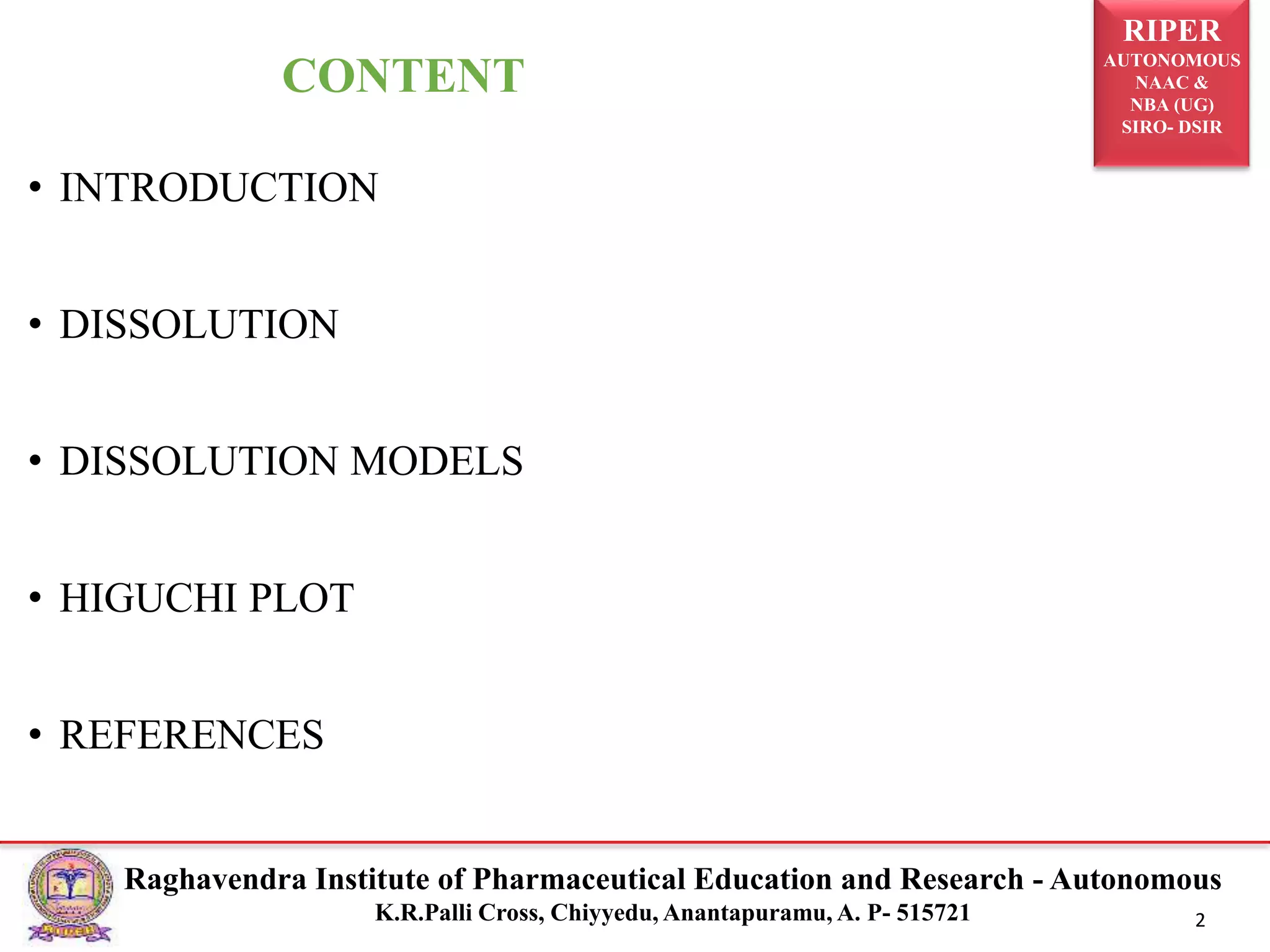 Higuchi plots for tablet dissolution | PPTX