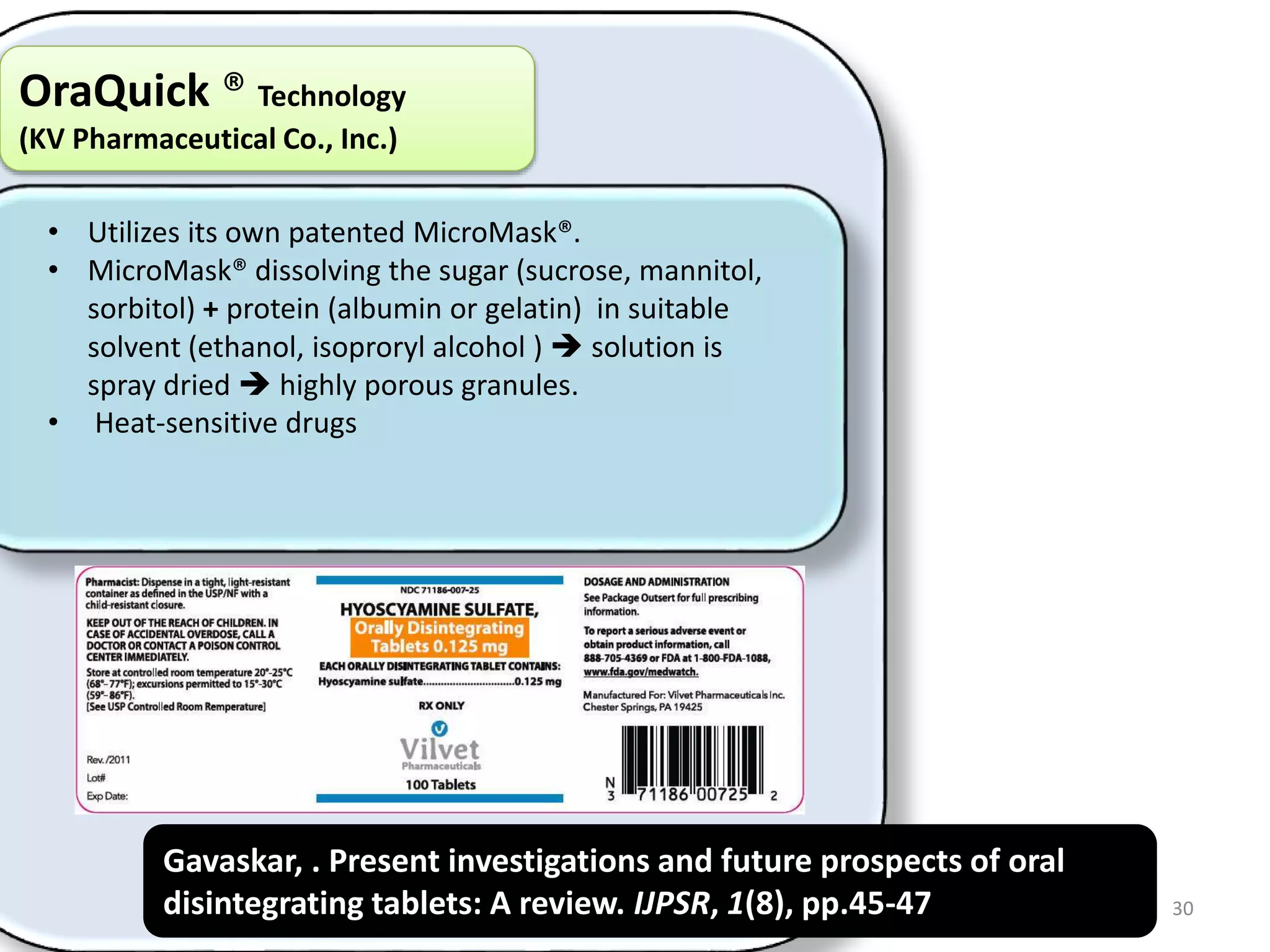 ORAL DISINTEGRATION / DISPERSIBLE TABLET | PPTX