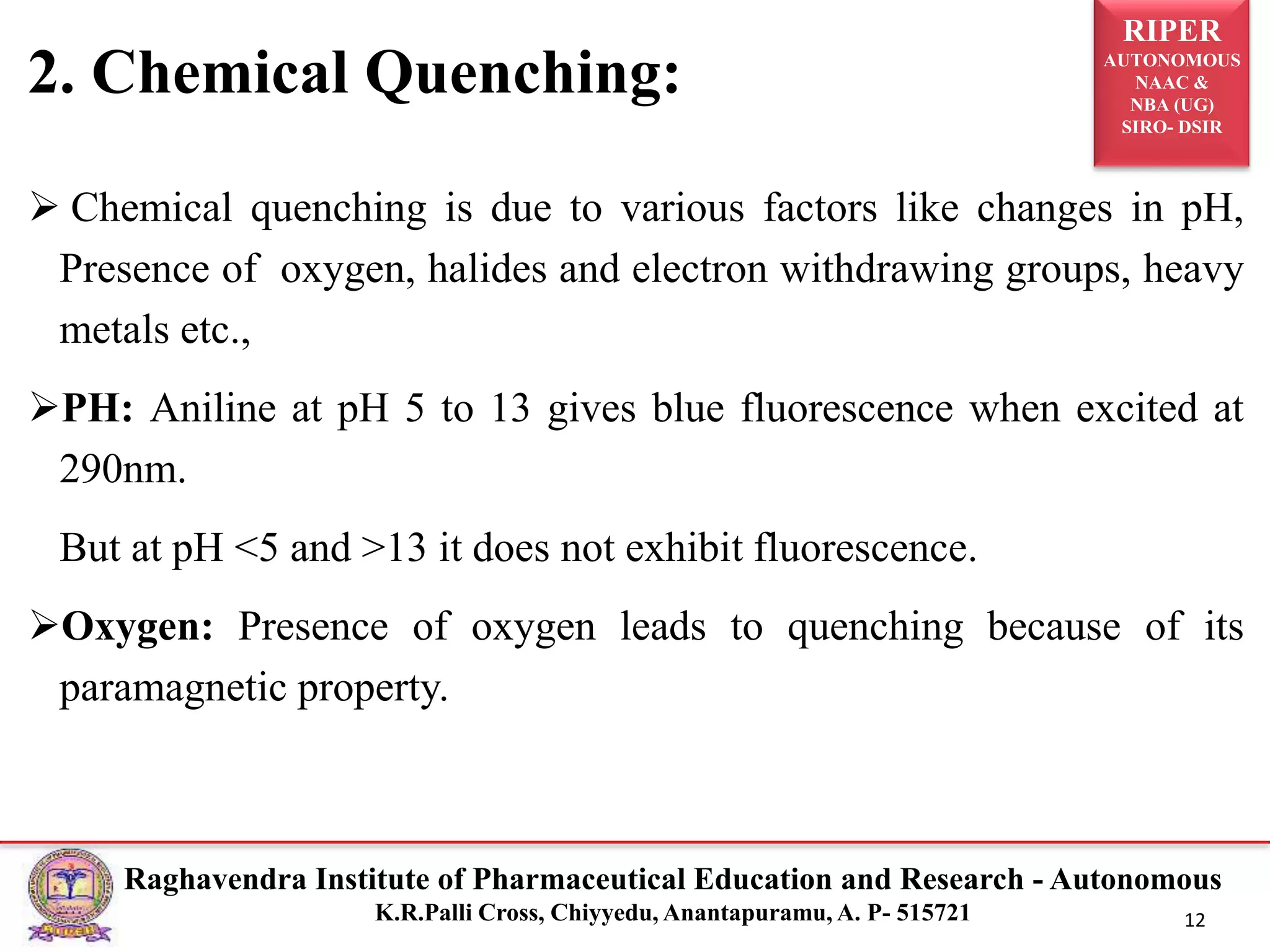 Quenching In Fluorimetry. | PPTX