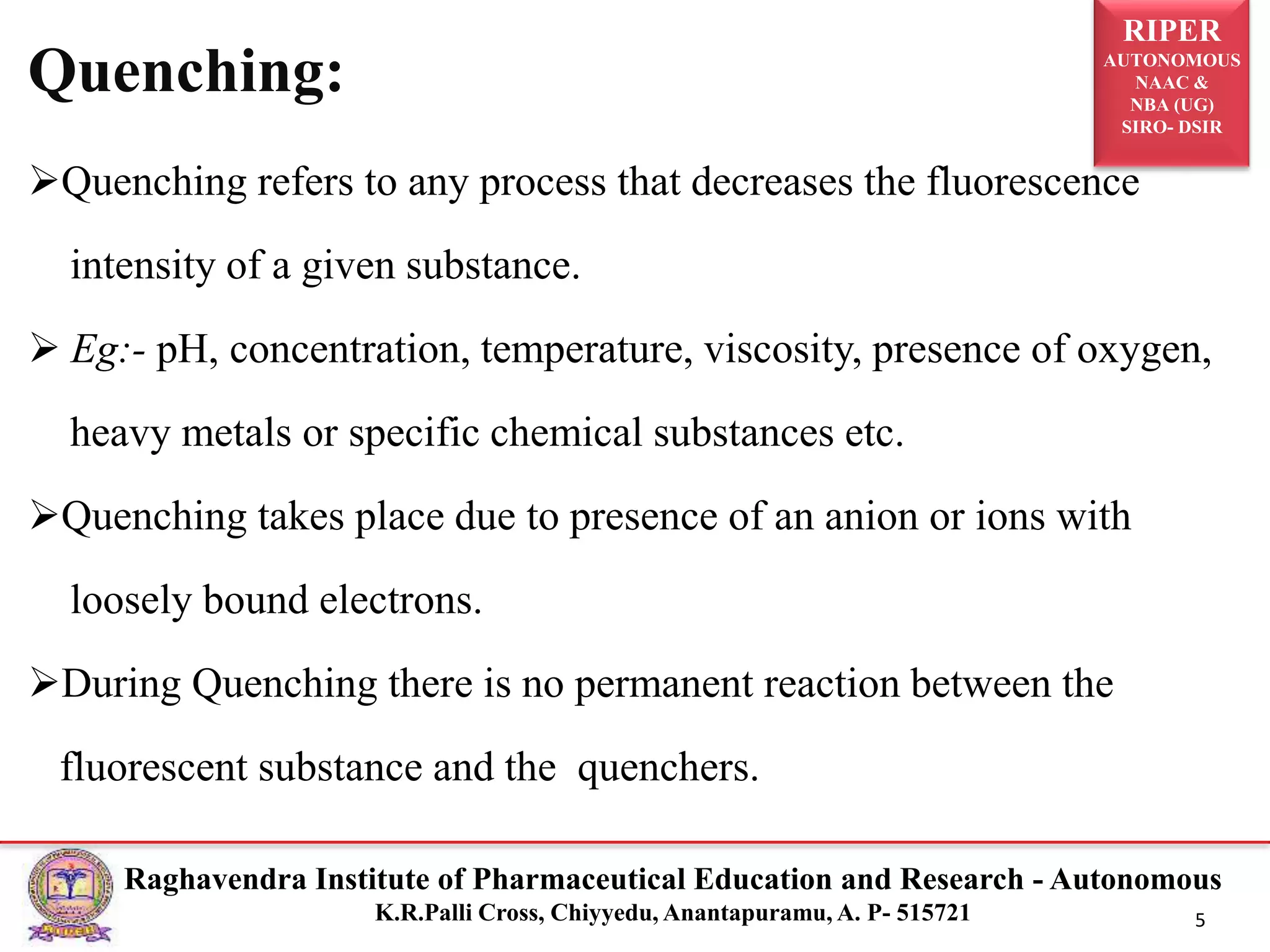 Quenching In Fluorimetry. | PPTX