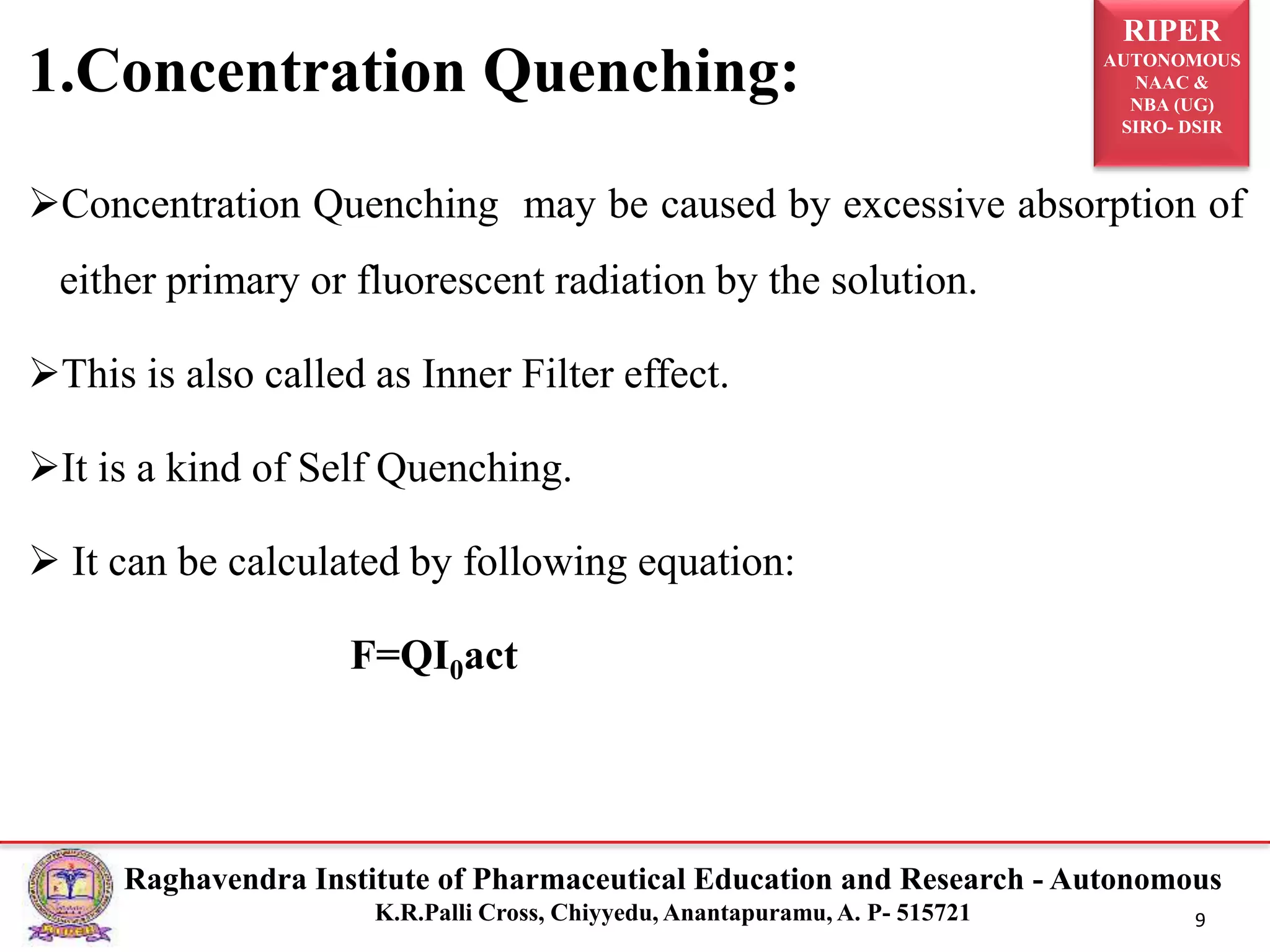 Quenching In Fluorimetry. | PPTX
