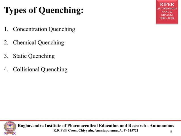Quenching In Fluorimetry. | PPTX | Chemistry | Science