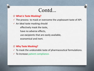 M pharm taste masking techniques | PPT