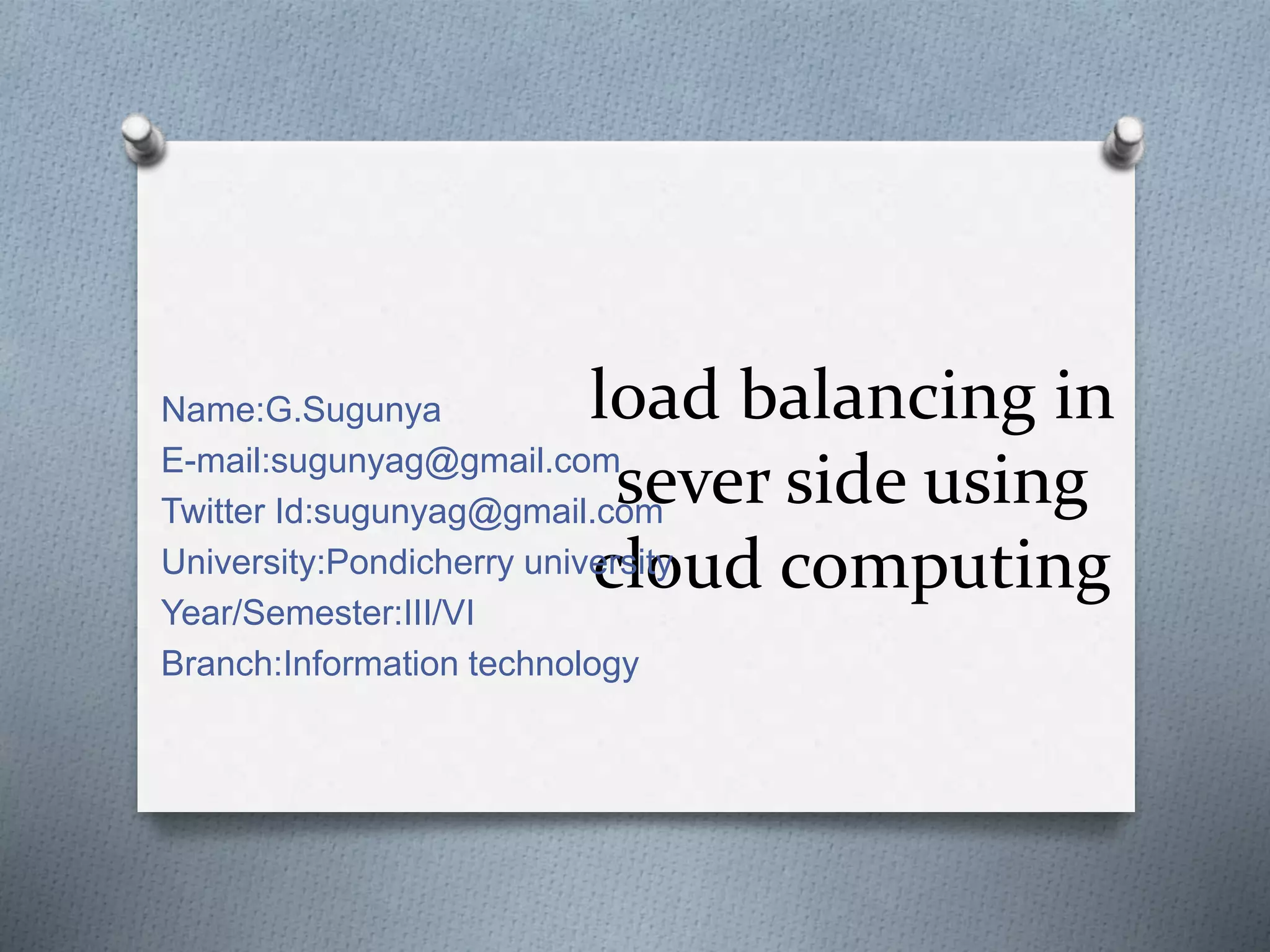 Load Balancing in Cloud | PPT