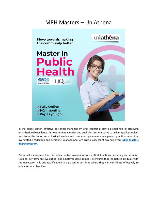 MPH Masters - UniAthena | PDF | Human Resources | Business