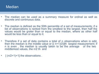 Measures of Central Tendency and Dispersion | PPT