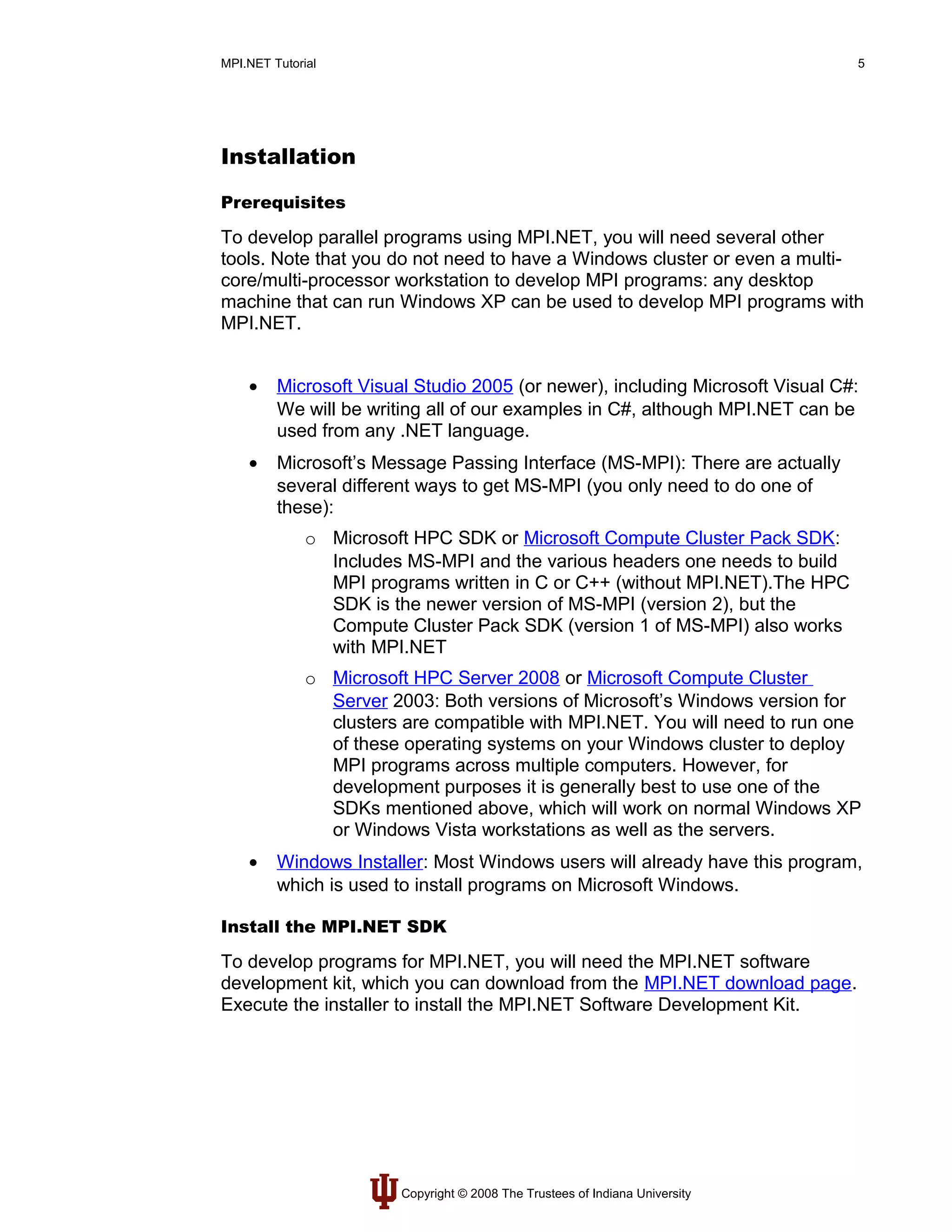 Mpi.net tutorial | DOC