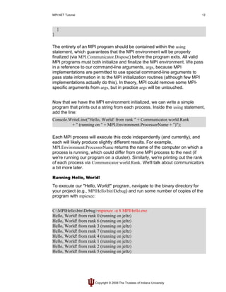 Mpi.net tutorial | DOC
