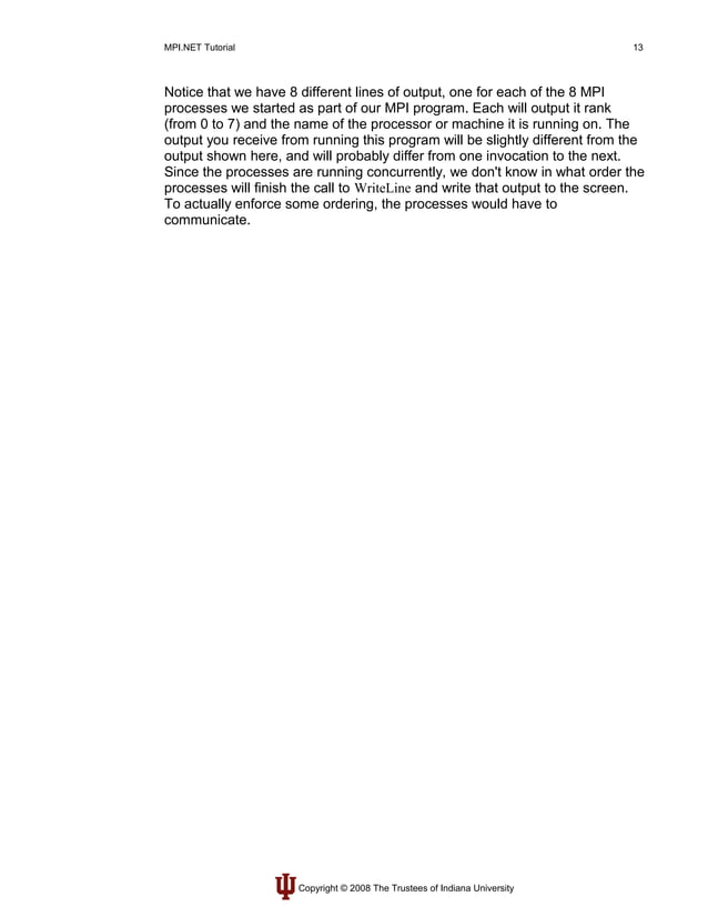 Mpi.net tutorial | DOC