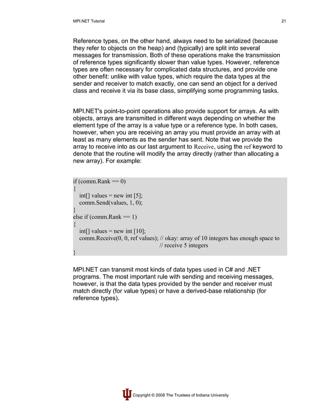 Mpi.net tutorial | DOC