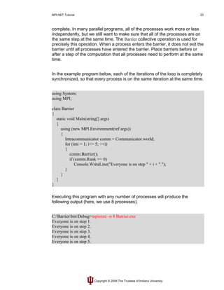 Mpi.net tutorial | DOC