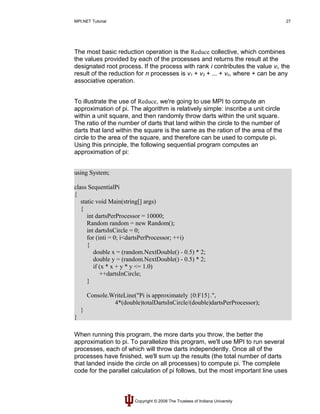 Mpi.net tutorial | DOC