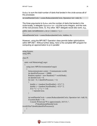 Mpi.net tutorial | DOC