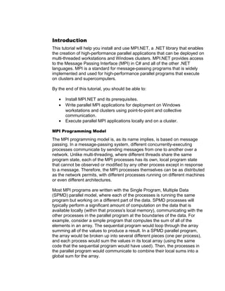 Mpi.net tutorial | DOC