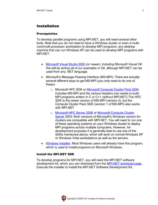Mpi.net tutorial | DOC