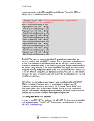 Mpi.net tutorial | DOC