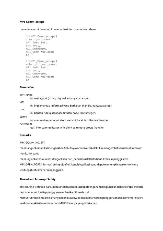 Mpi comm accept | PDF