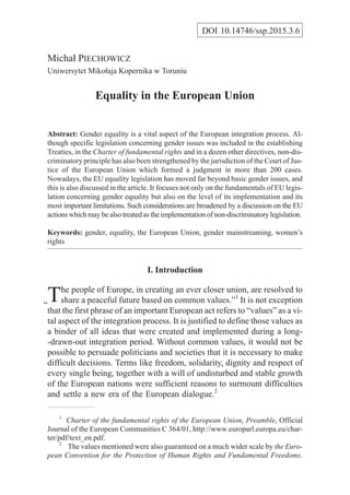 Equality in the European Union | PDF