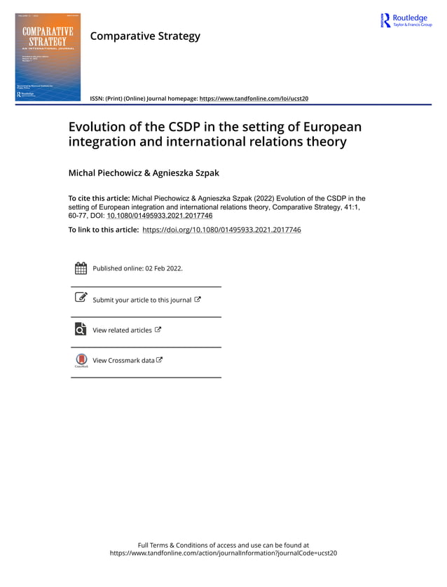 Evolution of the CSDP in the setting of European integration and international relations theory ...