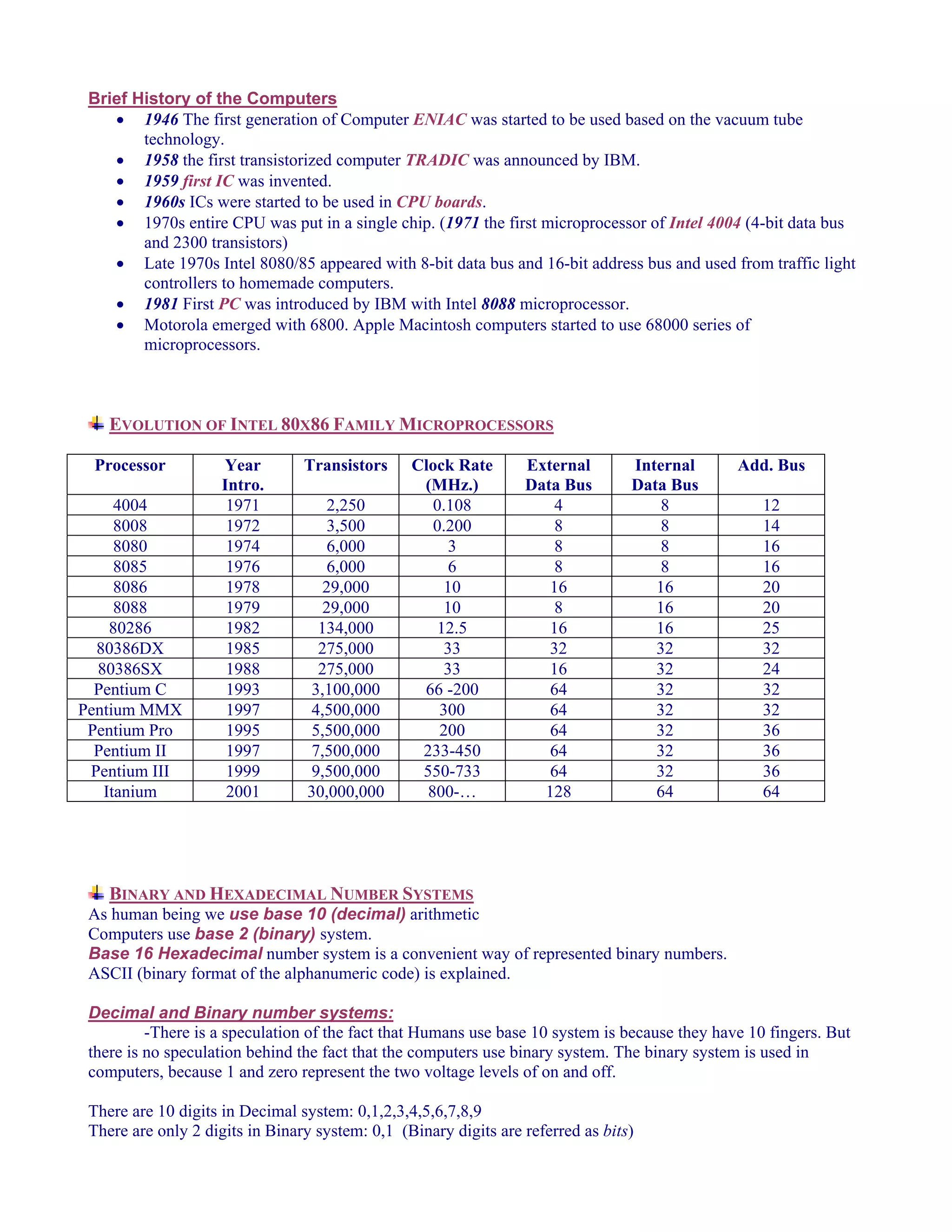 Introduction To Microprocessor Lecture 01 Pdf Data Storage And