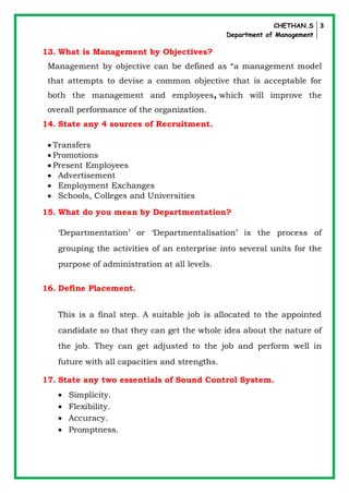 Management Process important questions | PDF