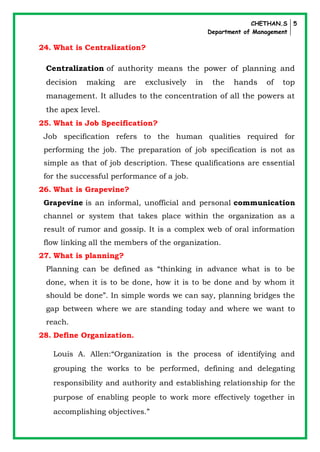 Management Process important questions | PDF