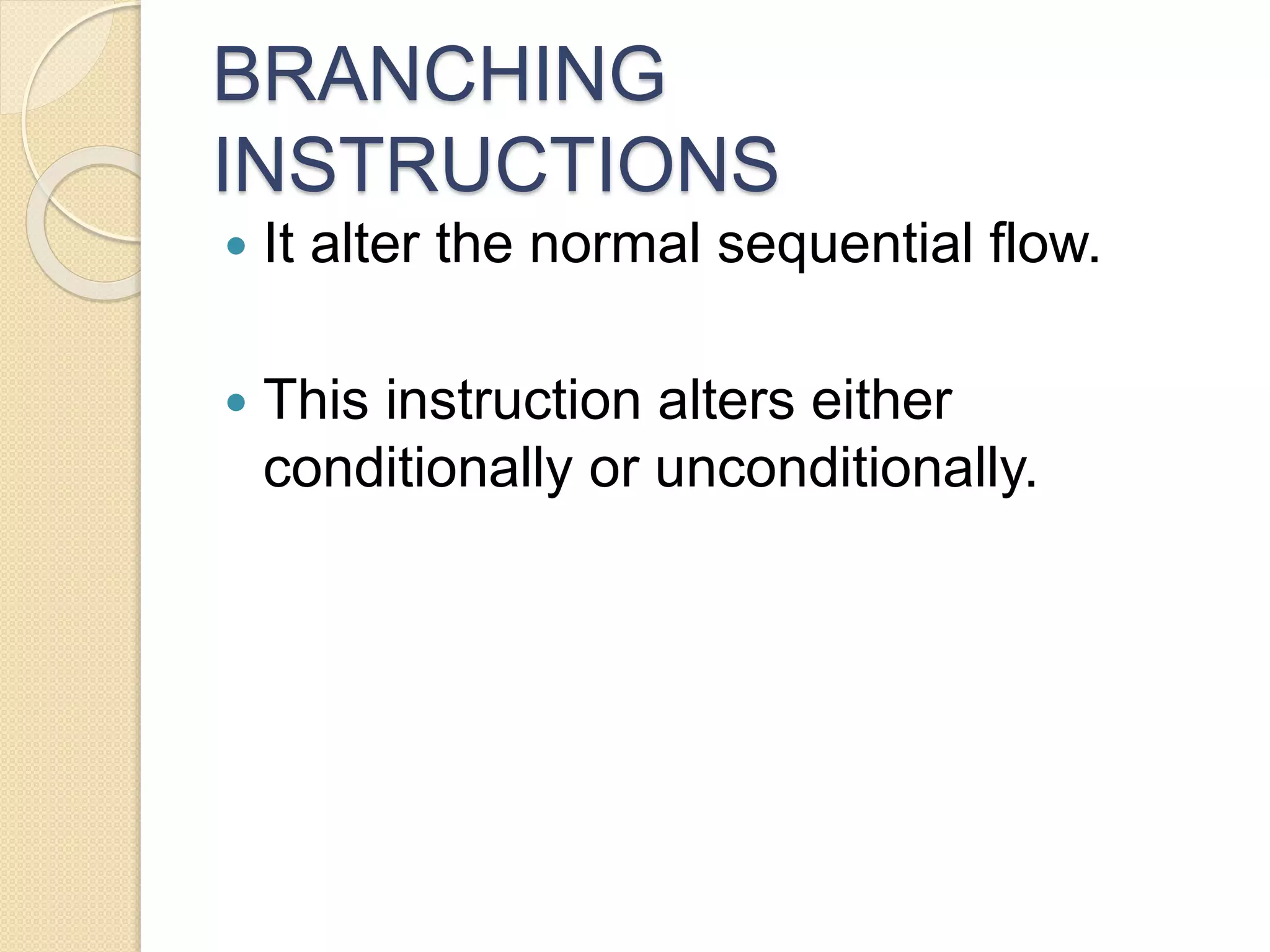 microprocessor ppt (branching and logical instructions) | PPTX