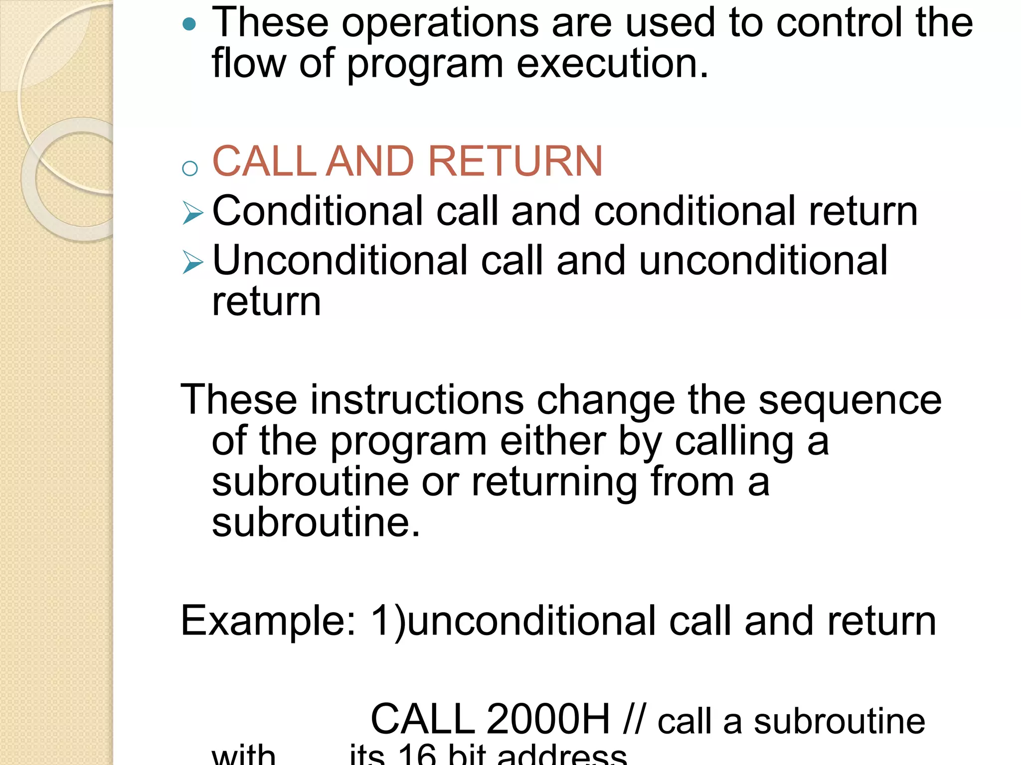 microprocessor ppt (branching and logical instructions) | PPTX