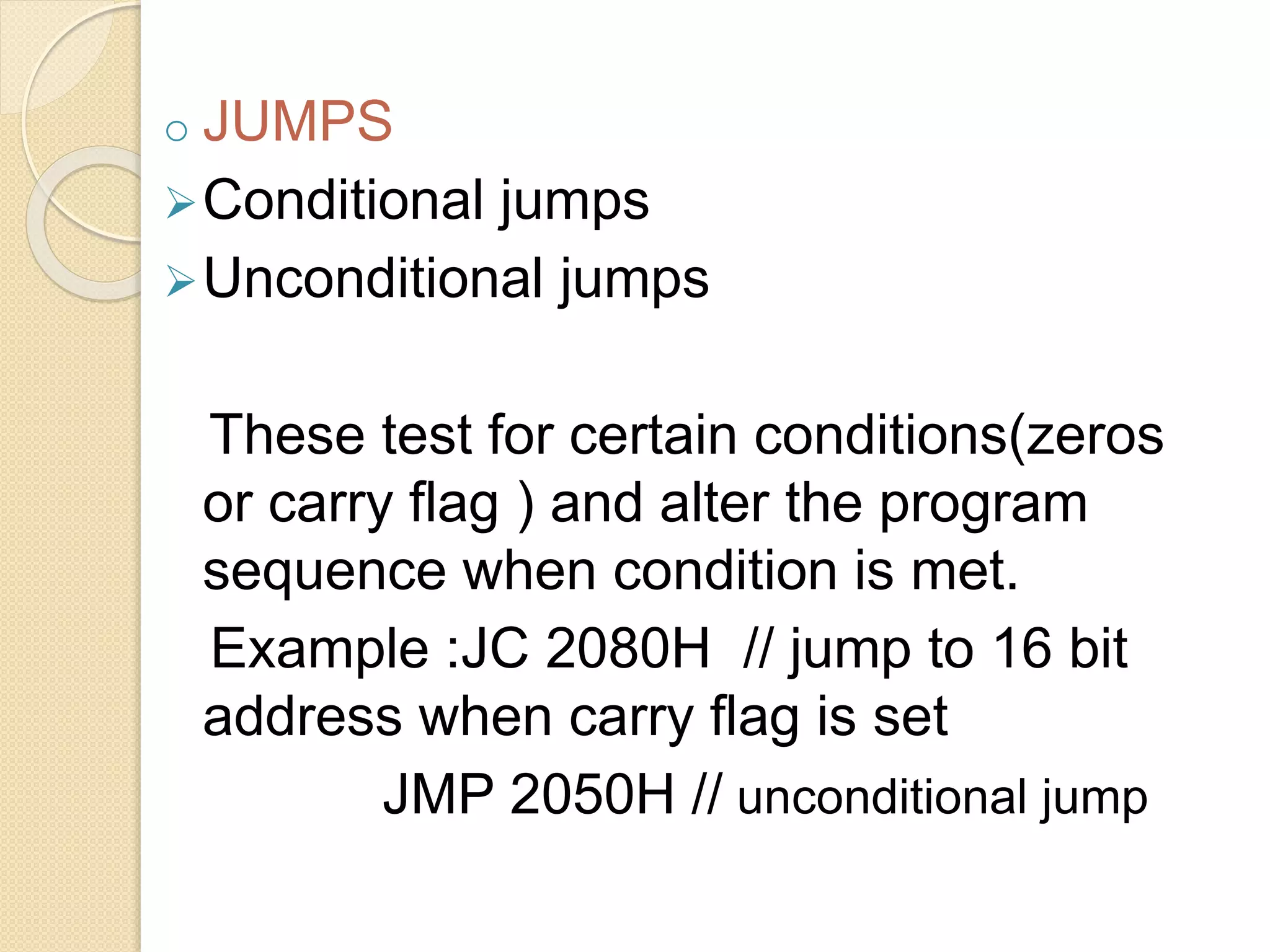 microprocessor ppt (branching and logical instructions) | PPTX