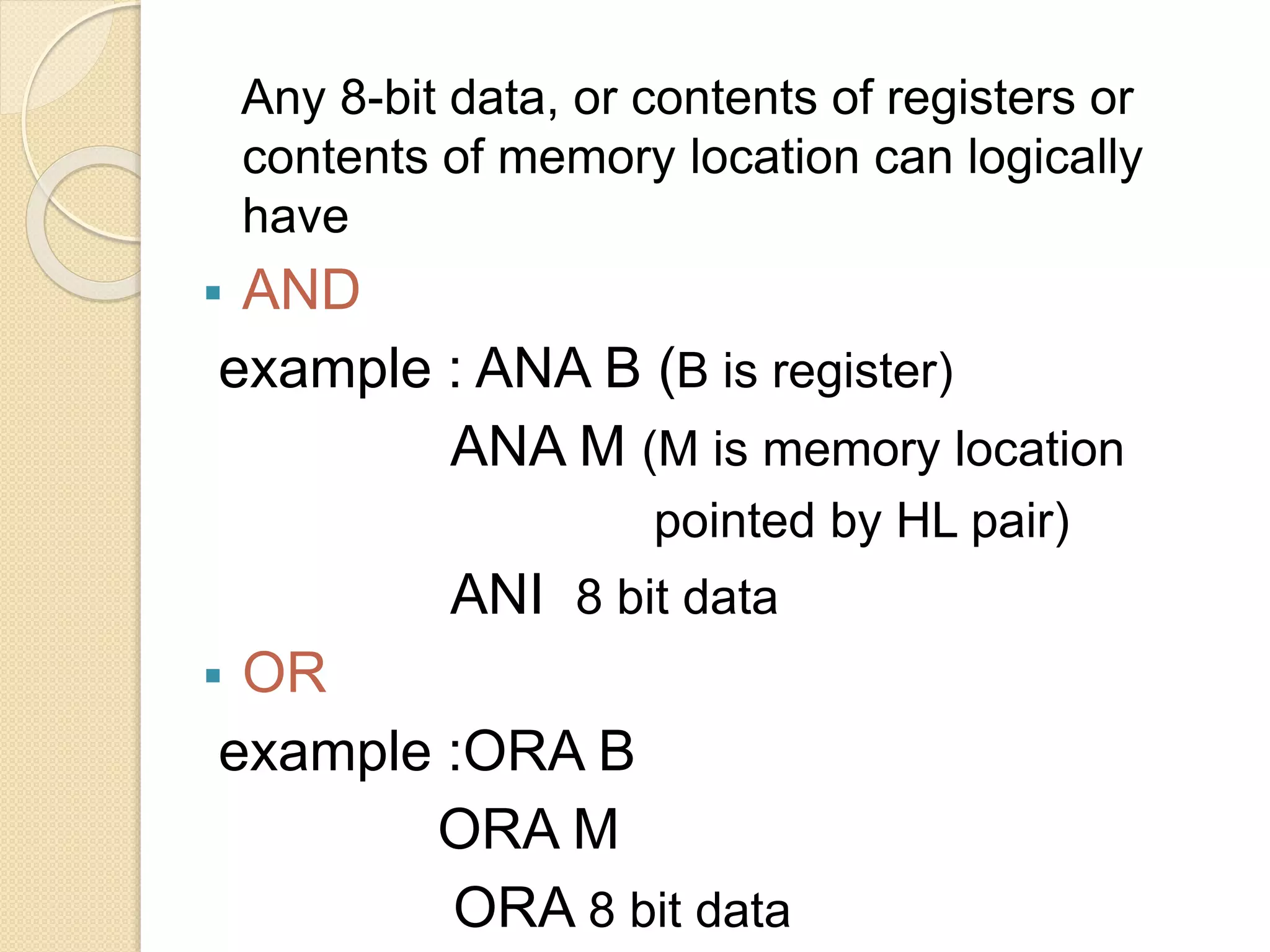 microprocessor ppt (branching and logical instructions) | PPTX