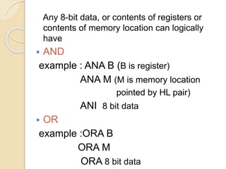 microprocessor ppt (branching and logical instructions) | PPTX