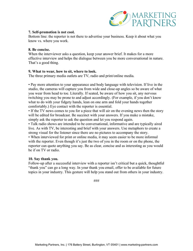 10 Tips for Media Interview Preparation | PDF