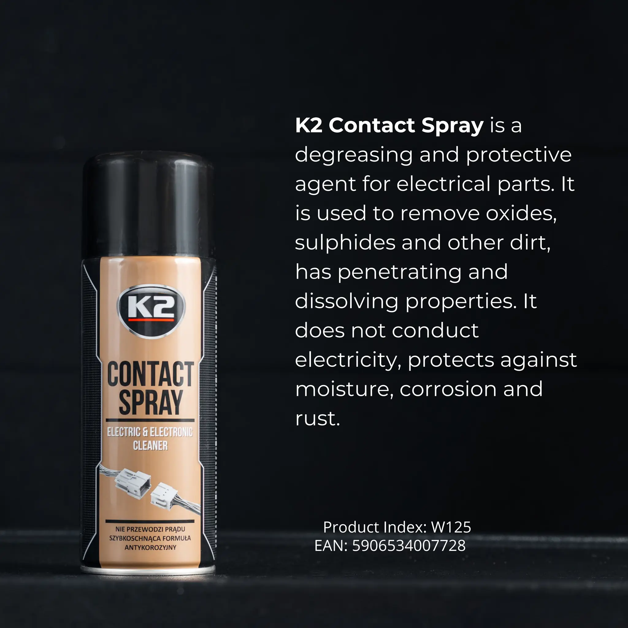 K2 Contact Spray 400ml - Cleans and degreases electrical parts | W125 | PDF