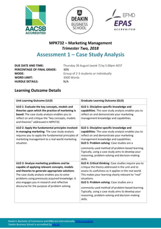 Mpk732 t2 2018 assignment 1 case | PDF