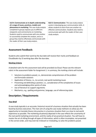 Mpk732 t2 2018 assignment 1 case | PDF
