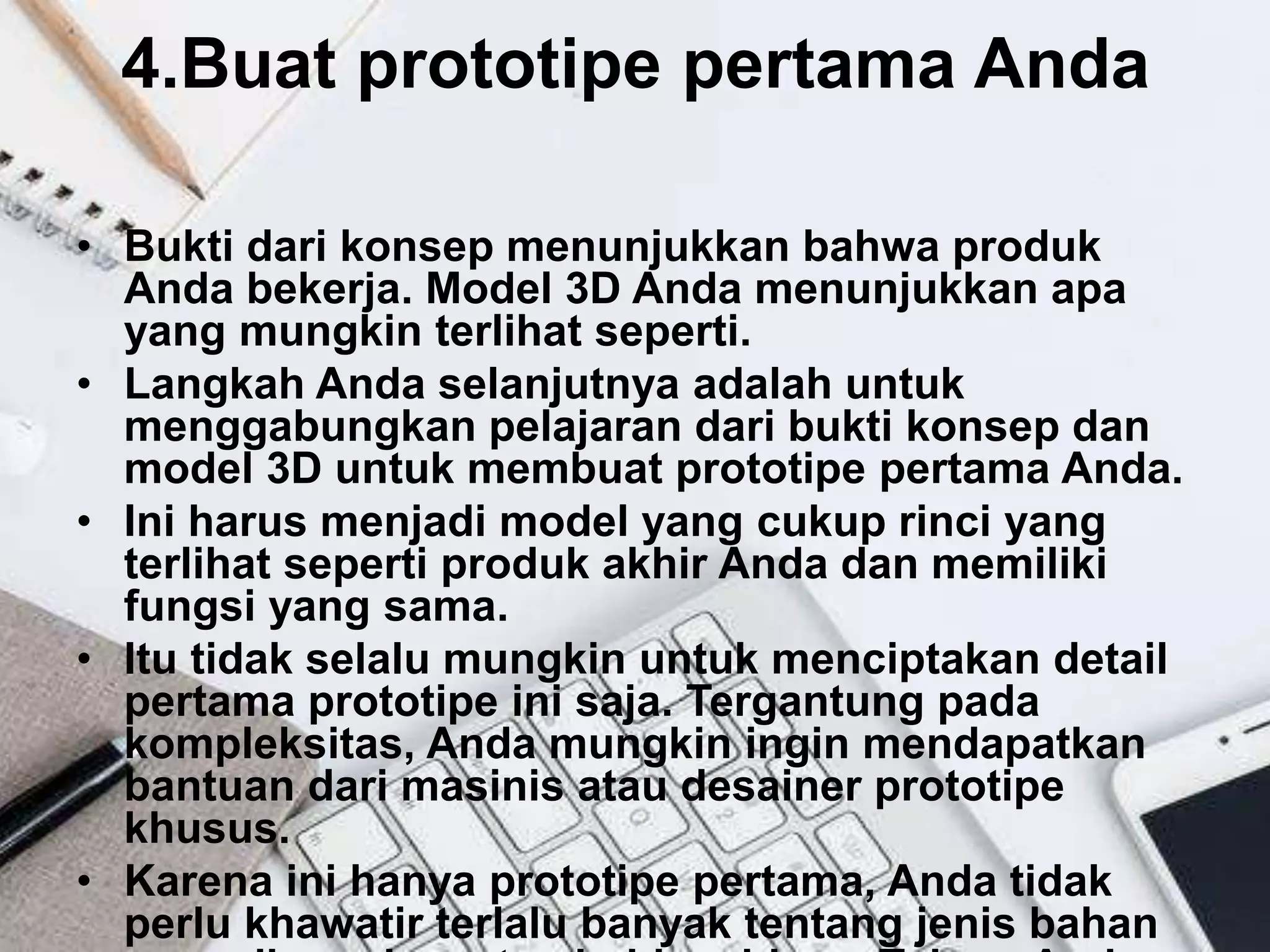 Menerapkan proses kerja pembuatan prototype produk barang/jasa | PPTX