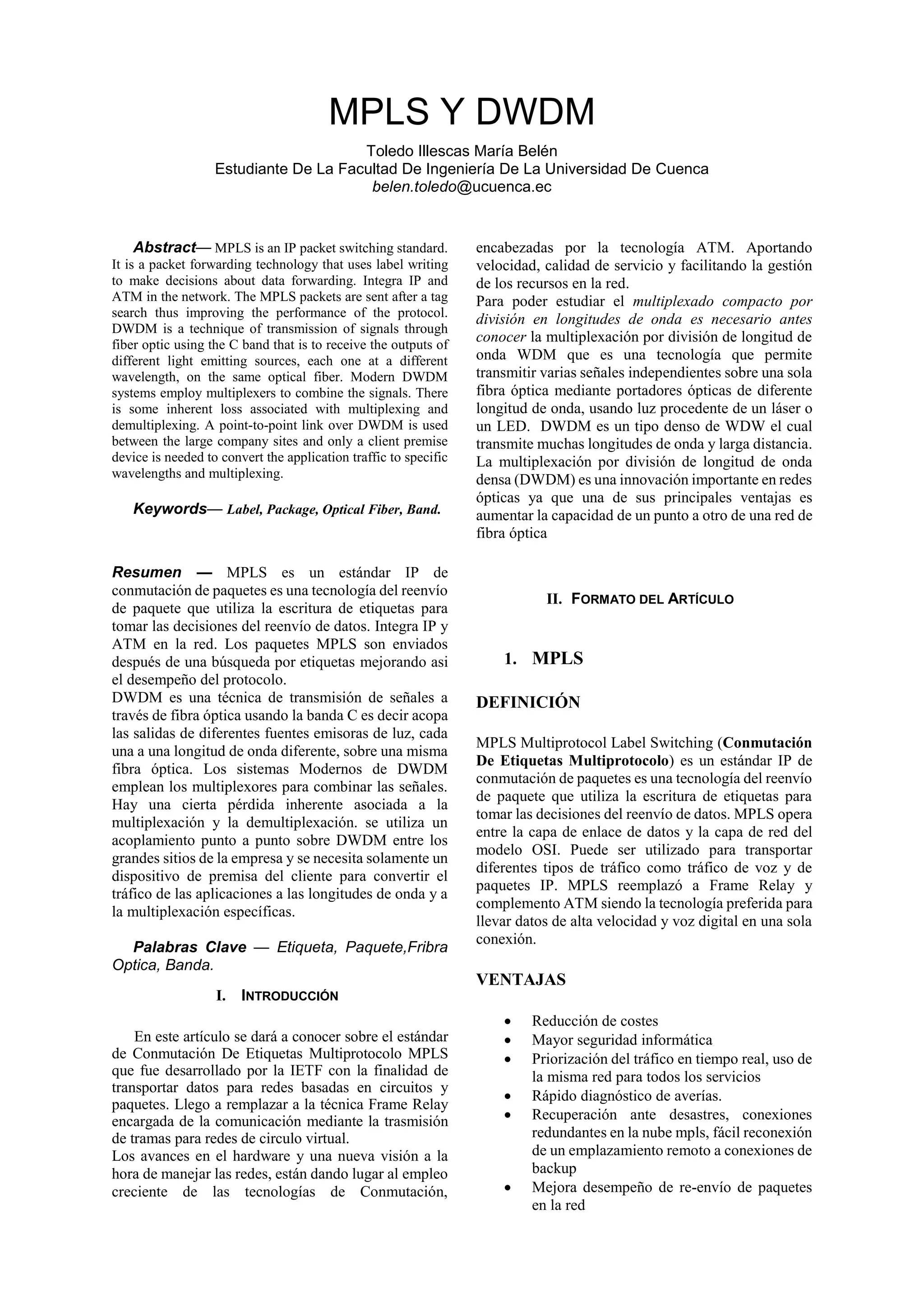 MPLS Y DWDM | PDF