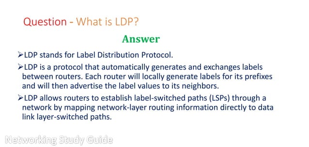 What is LDP || Frequently asked Questions and Answers on MPLS LDP | PPT