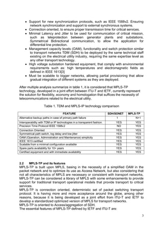 Mpls tp as packet platform for critical services in power transmission | PDF
