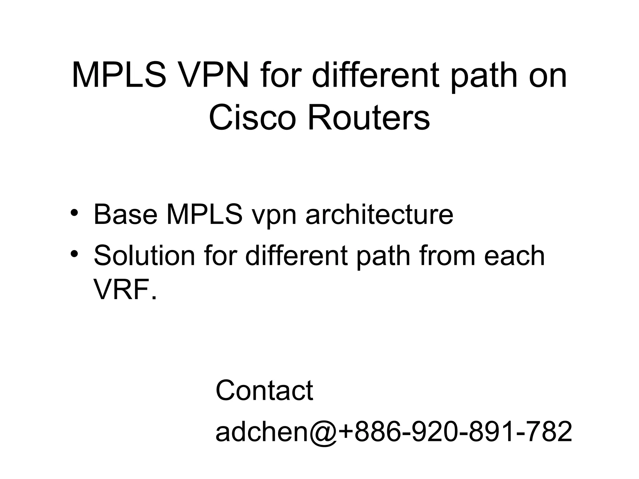 MPLS VPN Per Vrf Traffic | PPT