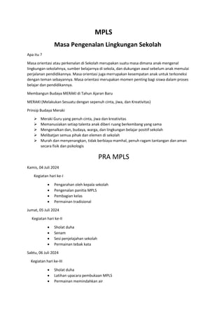 MPLS 2024 2025 merupakan contoh modul alur kegiatan MPLS tingkat SMP | DOCX