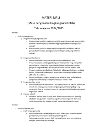 MPLS 2024 2025 merupakan contoh modul alur kegiatan MPLS tingkat SMP | DOCX
